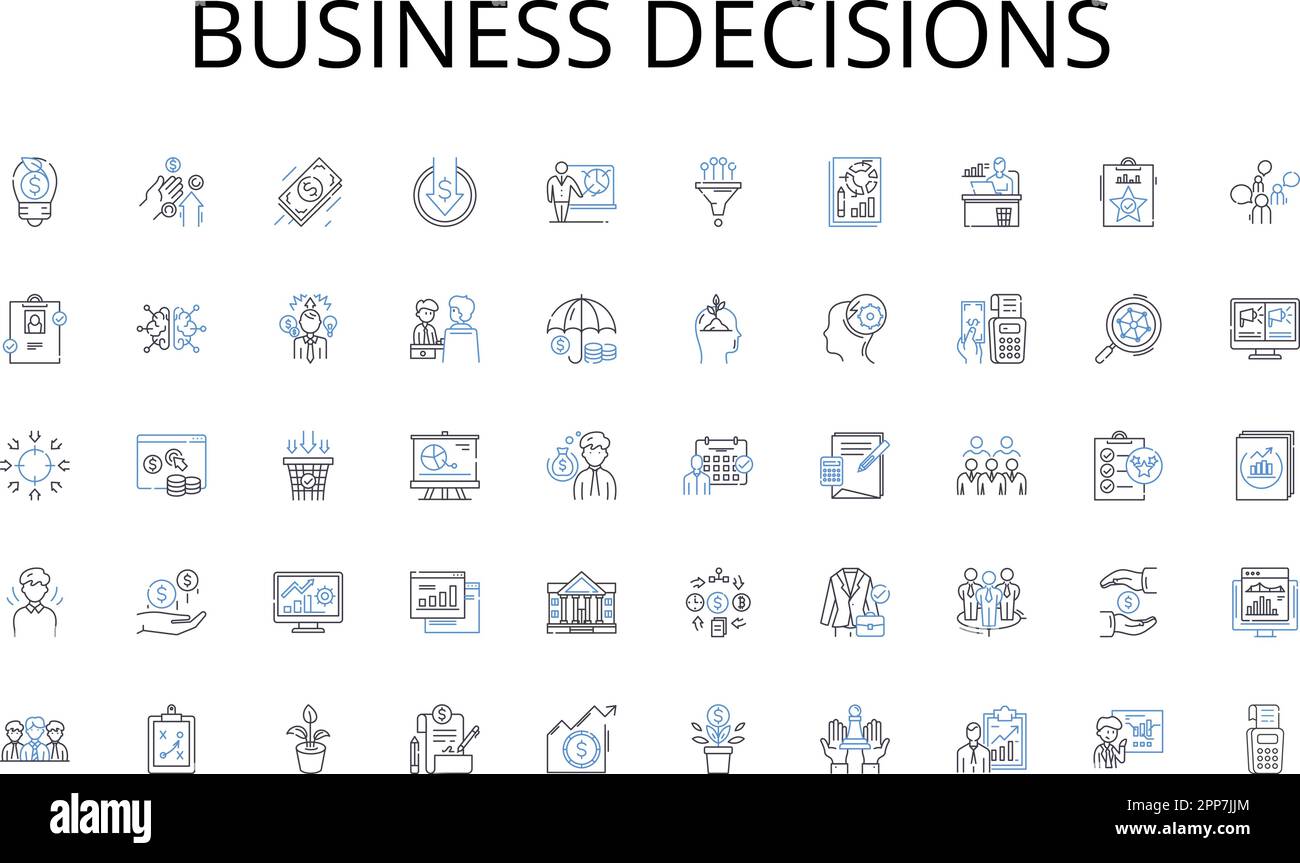Business decisions line icons collection. Elite, Affluent, Prosperous ...