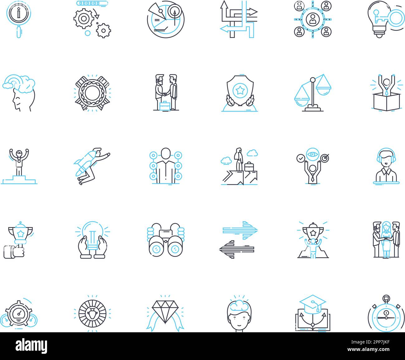 Professional growth linear icons set. Advancement, Development, Mastery ...