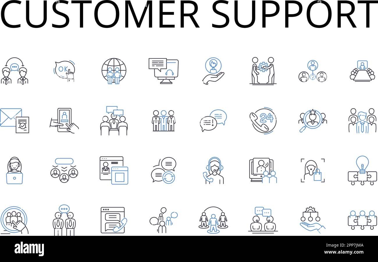 Customer support line icons collection. Client assistance, Patron ...