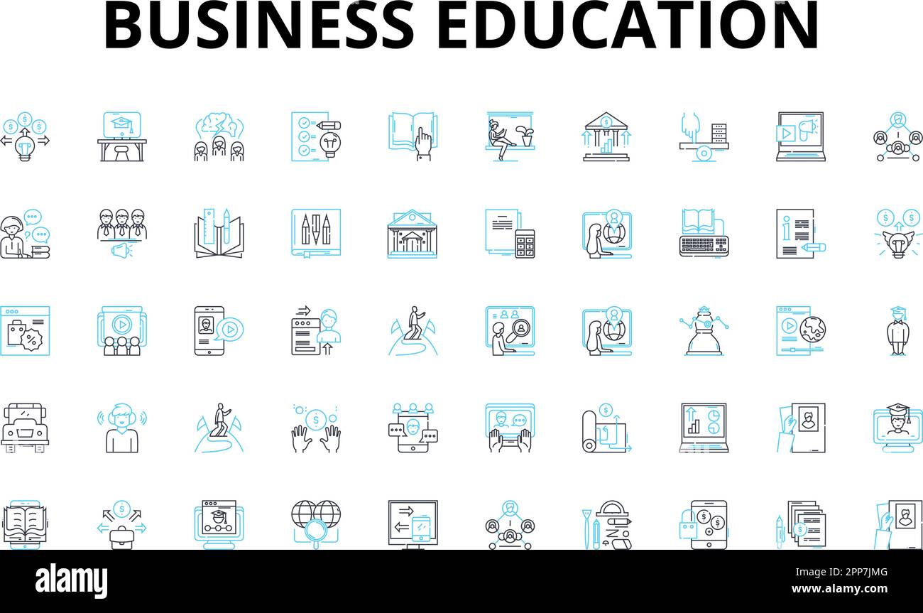 Business education linear icons set. Management, Finance, Accounting ...