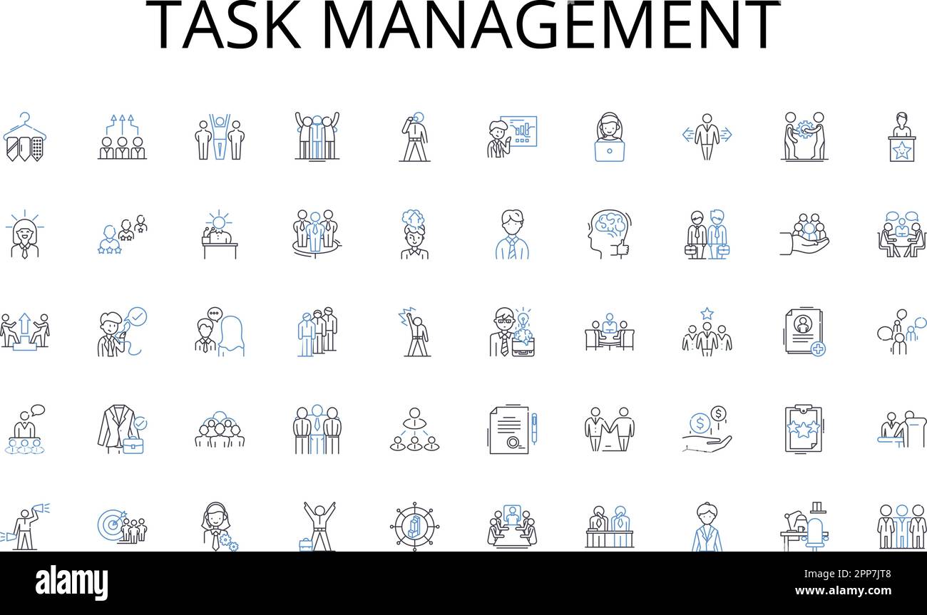 Task management line icons collection. Automation, Sustainability, Efficiency, Connectivity, Eco ...