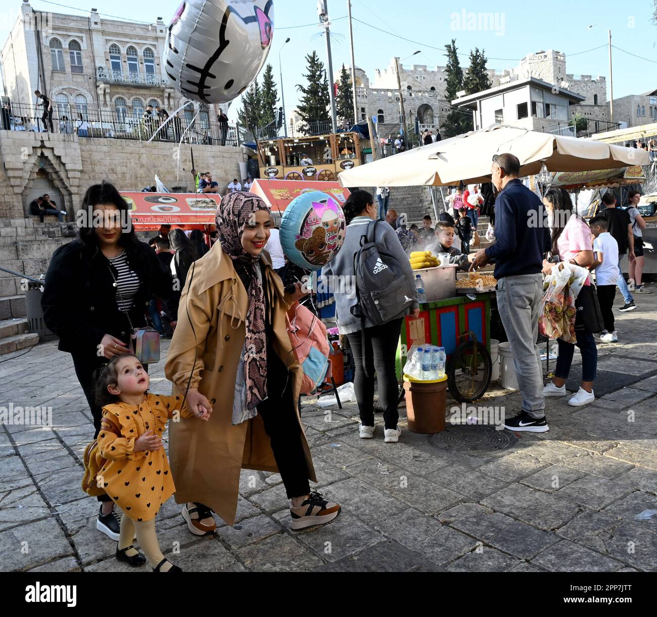 Jerusalem, Israel. 22nd Apr, 2023. Palestinians celebrate Eid al-Fitr ...