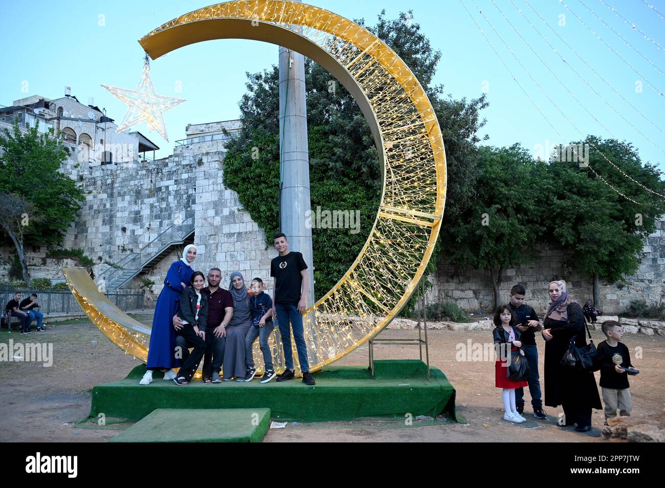 Jerusalem, Israel. 22nd Apr, 2023. Palestinians celebrate Eid al-Fitr ...