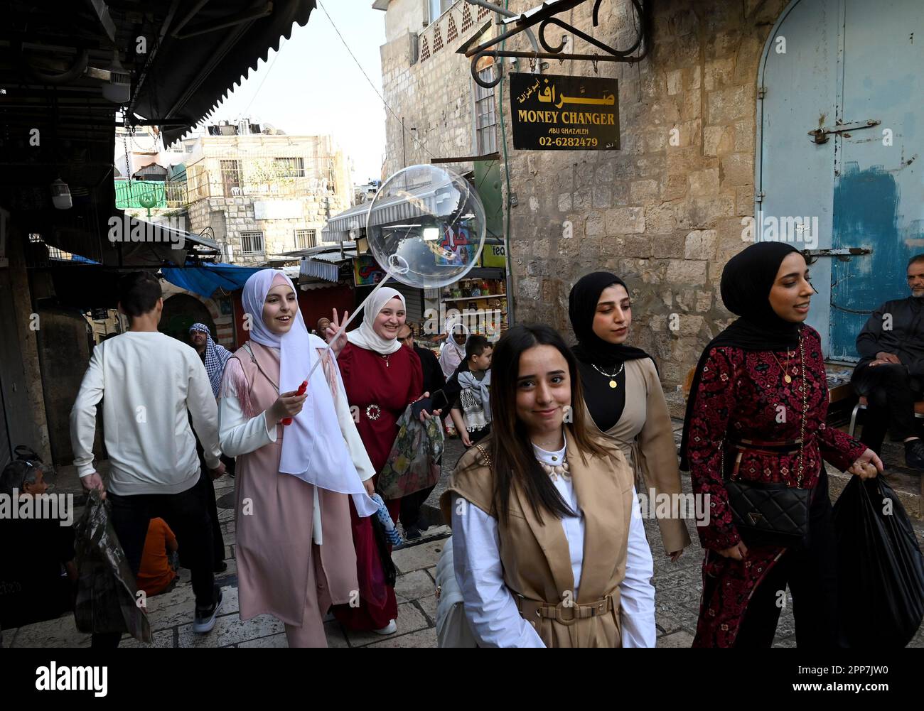 Old City Jerusalem, Israel. 22nd Apr, 2023. Palestinians celebrate Eid ...