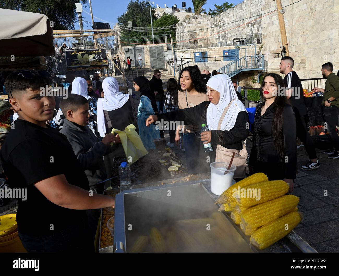 Jerusalem, Israel. 22nd Apr, 2023. Palestinians celebrate Eid al-Fitr ...