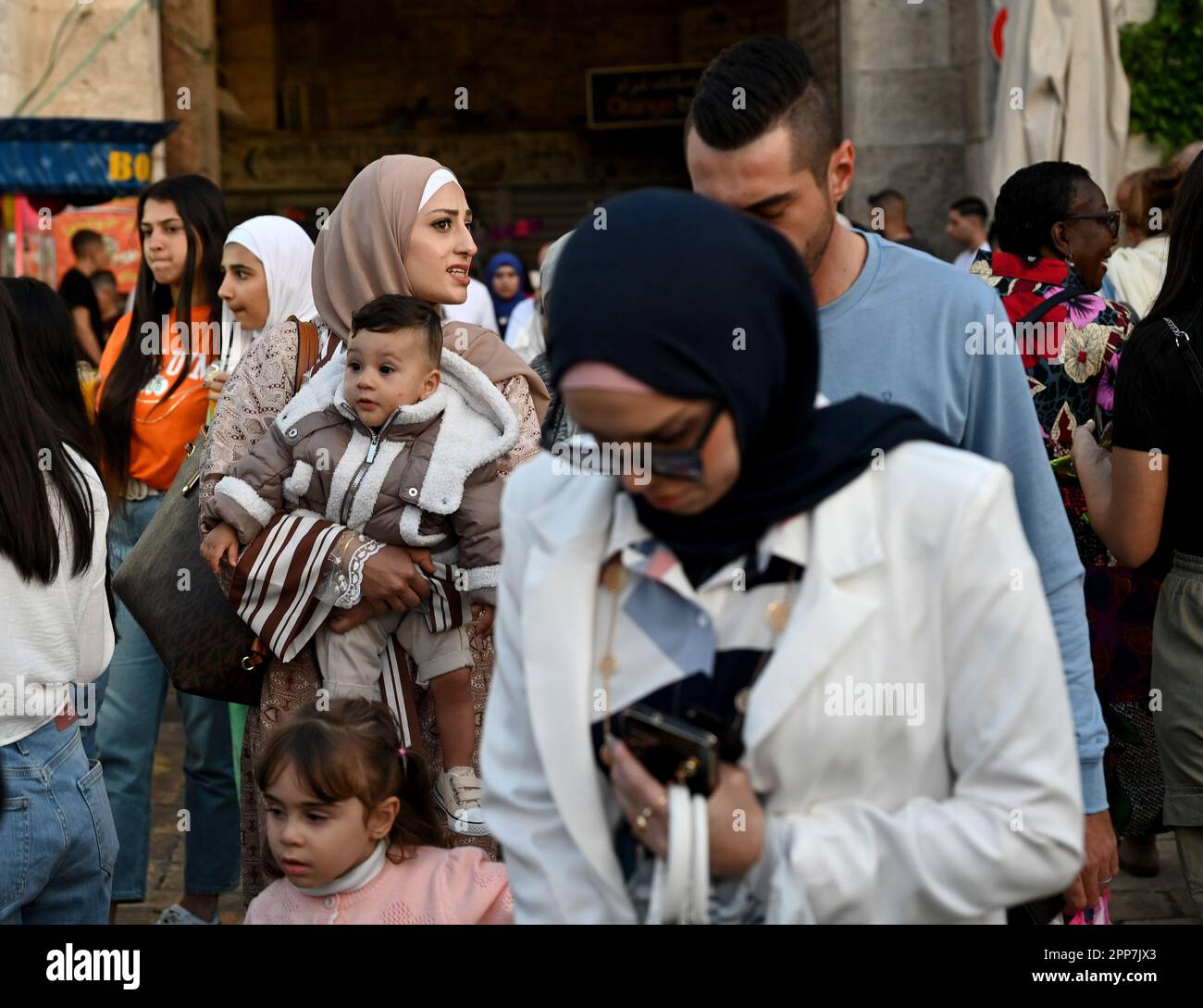 Jerusalem, Israel. 22nd Apr, 2023. Palestinians celebrate Eid al-Fitr ...