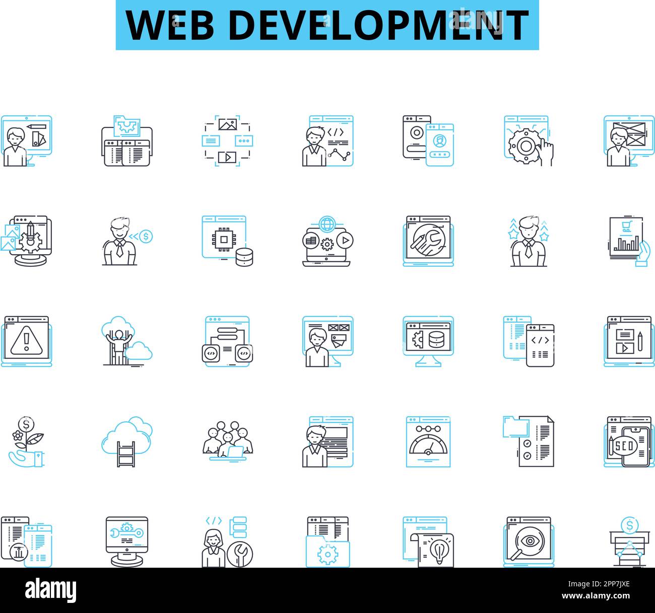 Web Development Linear Icons Set Html Css Javascript Php Python Ruby Typescript Line