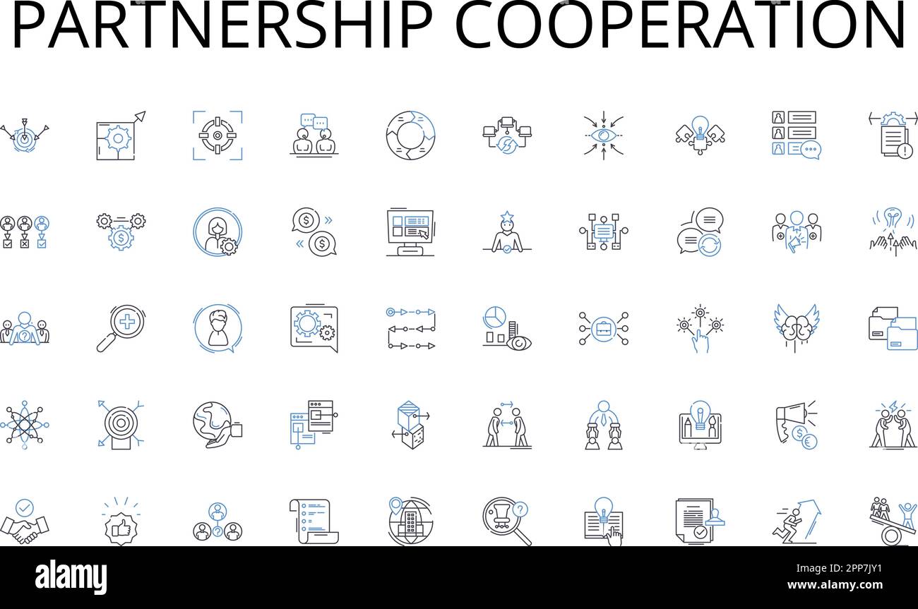 Partnership cooperation line icons collection. Promotions, Viral ...