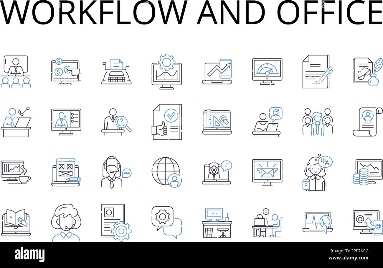 Workflow And Office Line Icons Collection Business And Commerce