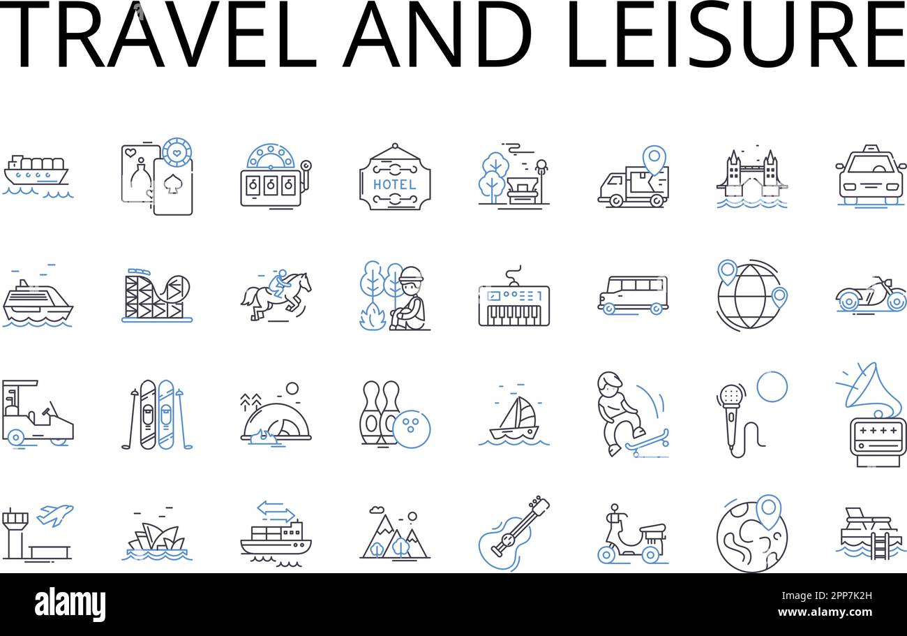 Travel And Leisure Line Icons Collection Tourism Vacation Trip