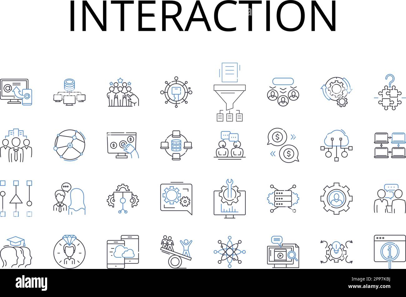 Interaction Line Icons Collection Communication Collaboration Connection Engagement