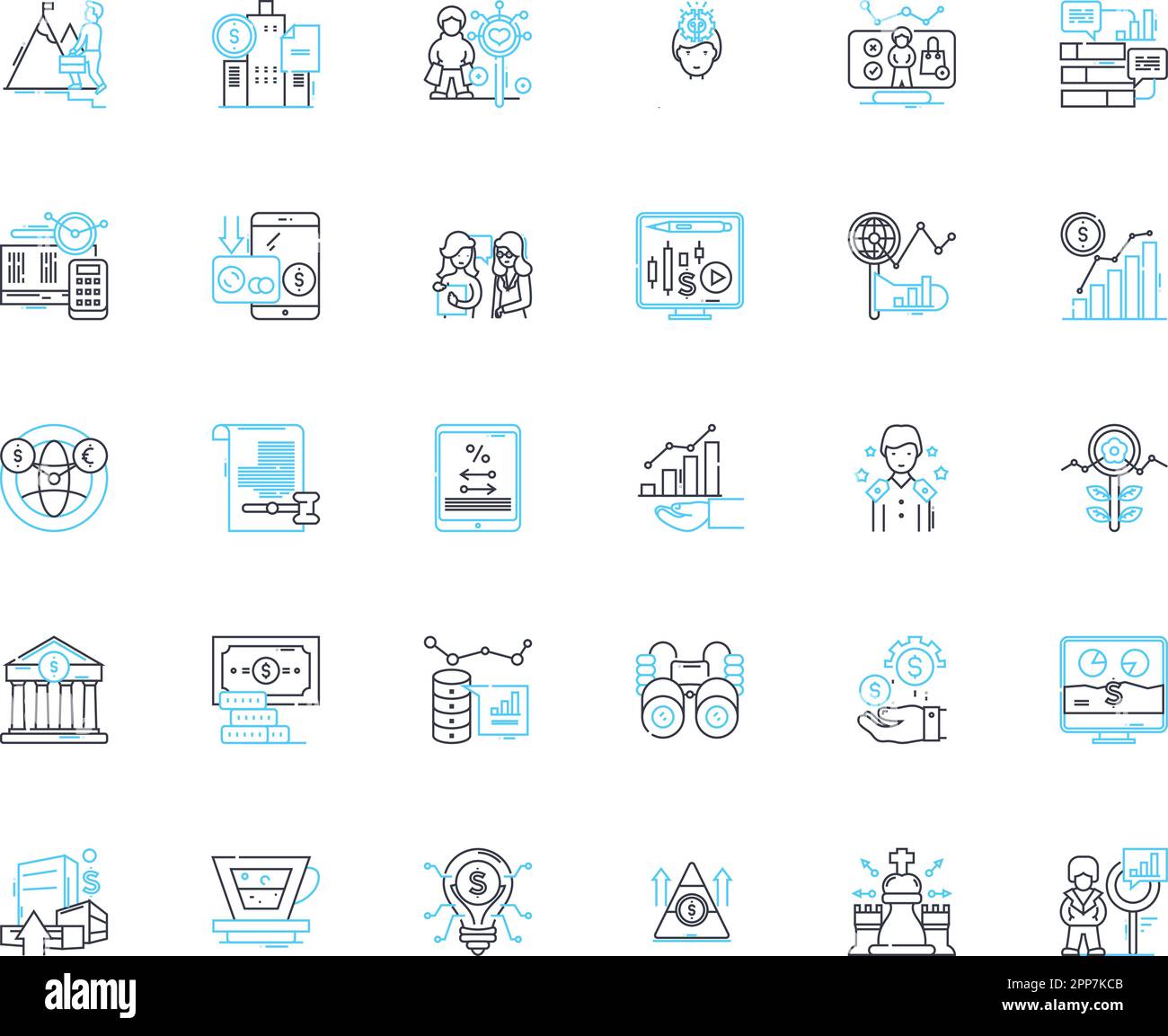 Financial risk linear icons set. Inflation, Budgeting, Debt, Liquidity ...