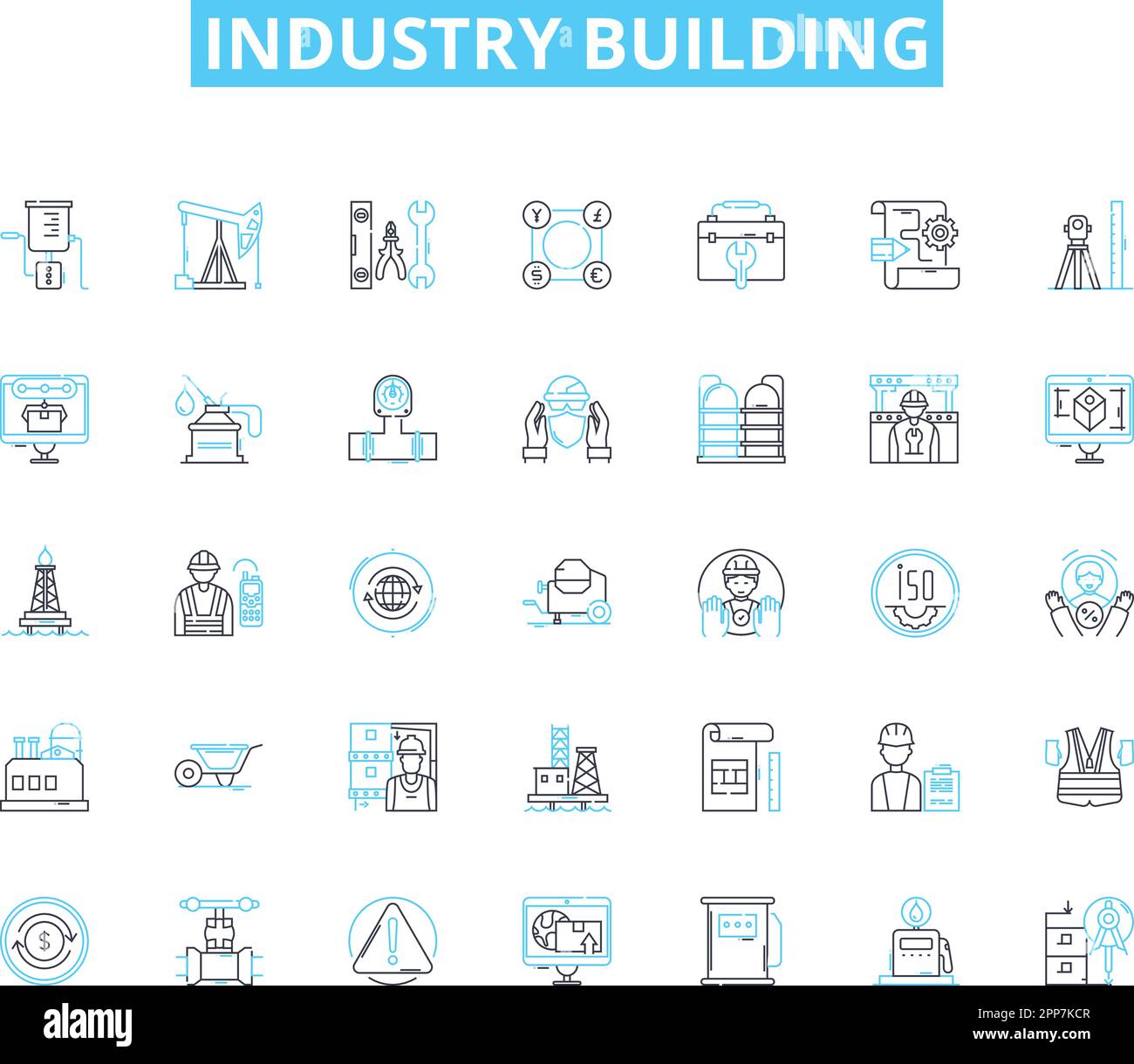 Industry building linear icons set. Construction, Architecture ... Industry building linear icons set. Construction, Architecture ...