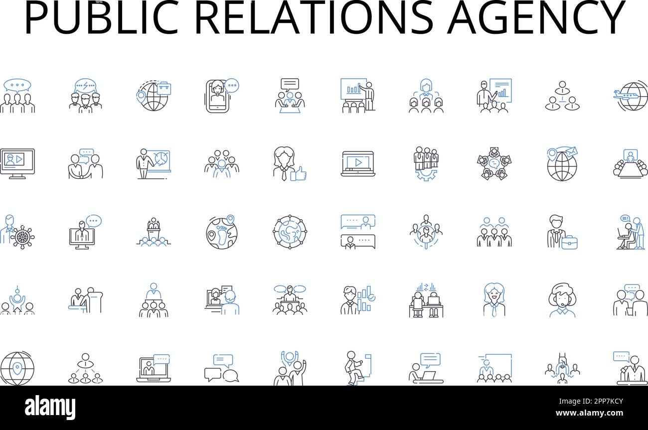 Public relations agency line icons collection. Partnership, Synergy ...