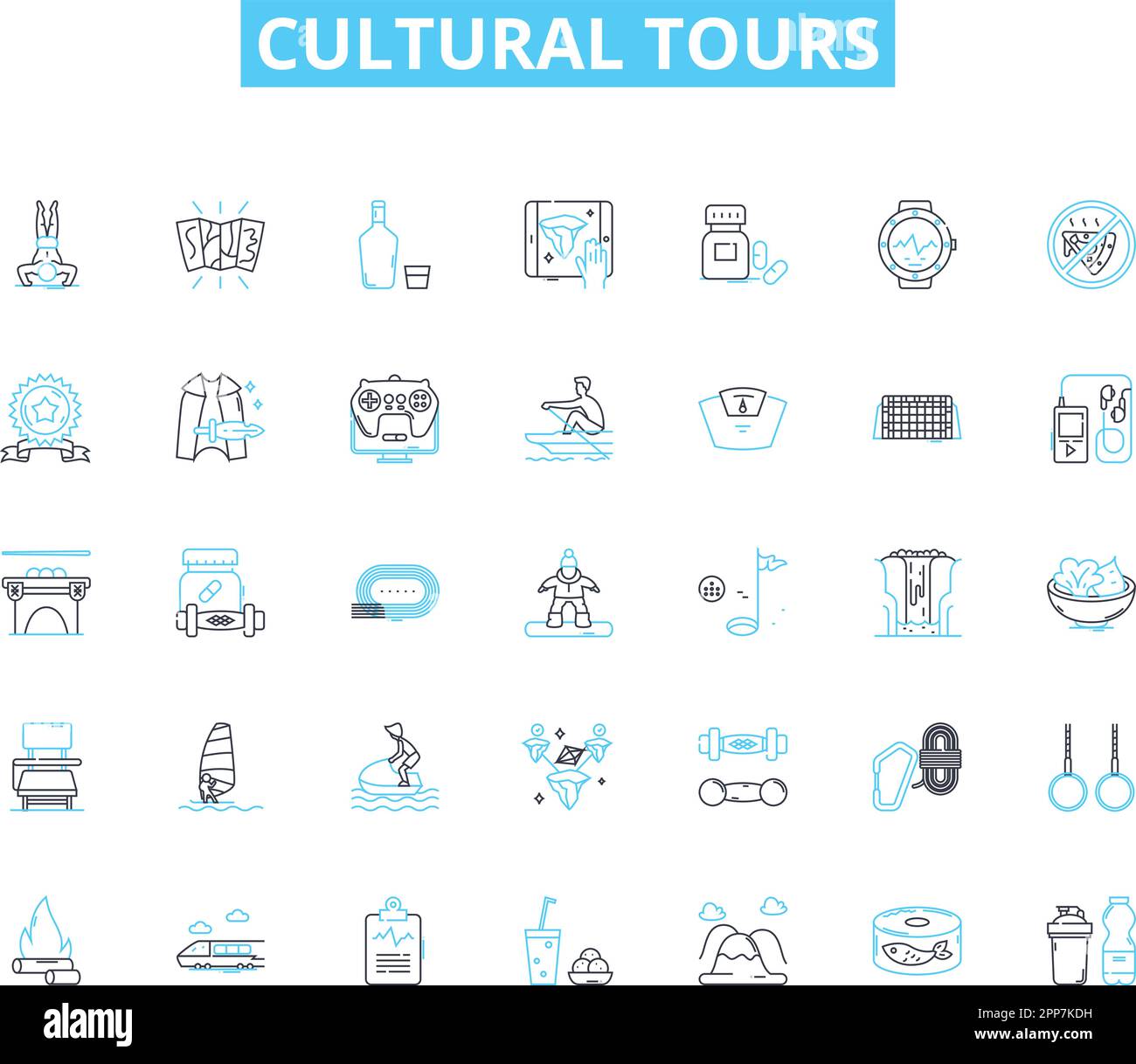 Cultural tours linear icons set. Heritage, Tradition, Folklore ...