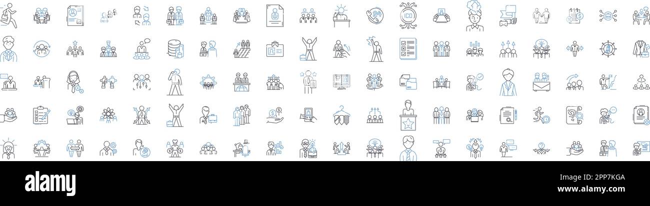 Work colleagues line icons collection. Teamwork, Collaboration ...