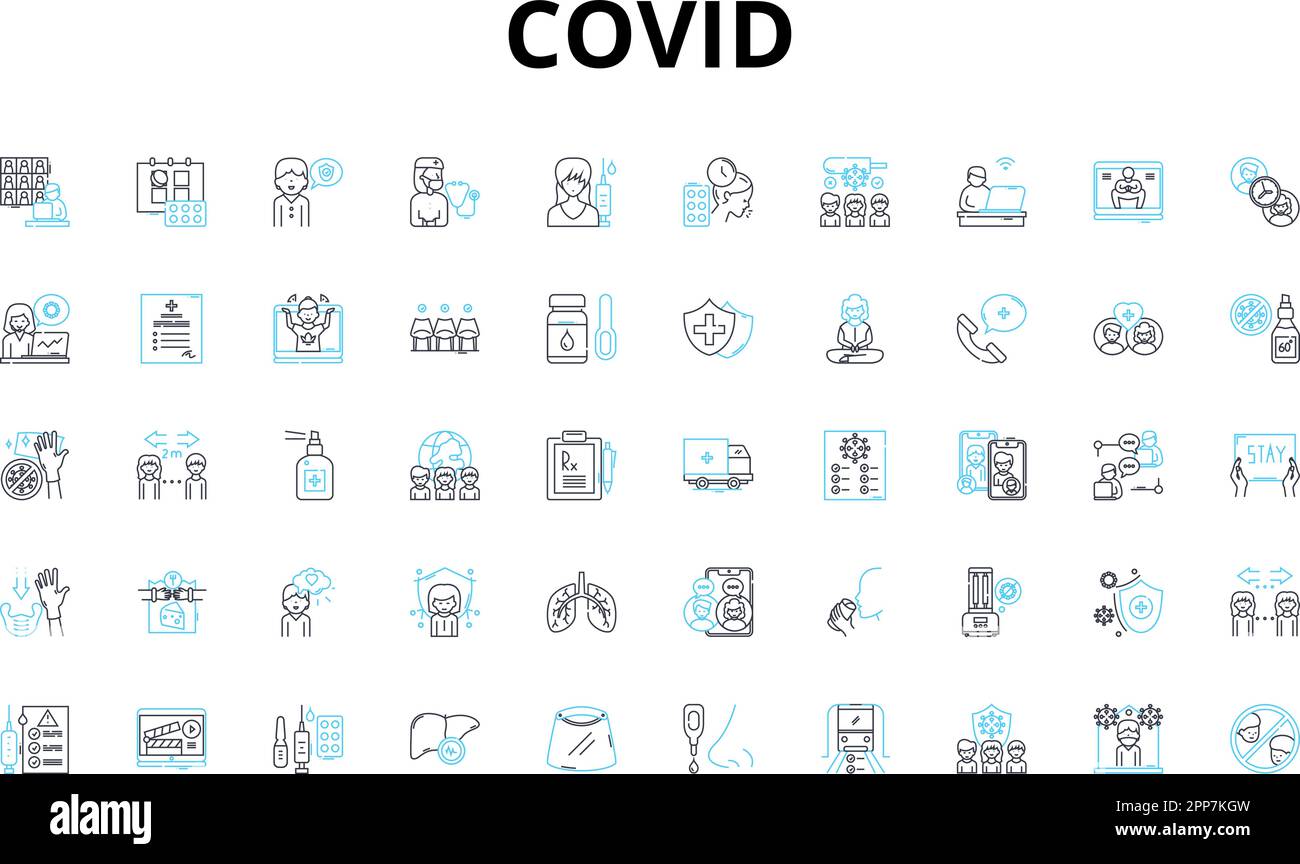 Covid linear icons set. Pandemic, Coronavirus, Lockdown, Quarantine ...