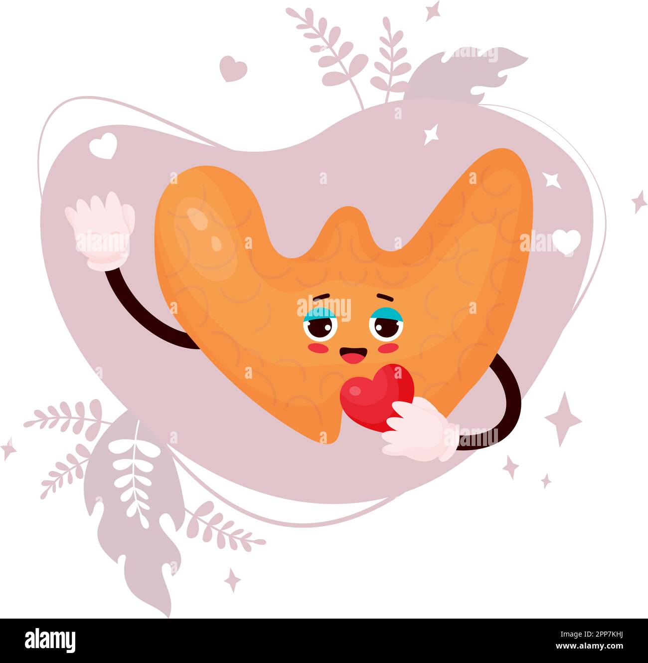 Happy cartoon thyroid character. Cute human endocrine organ. Vector ...