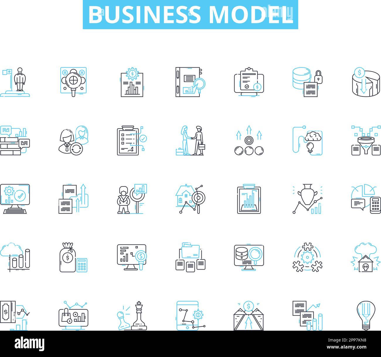 Business model linear icons set. Innovation, Disruption, Revenue ...