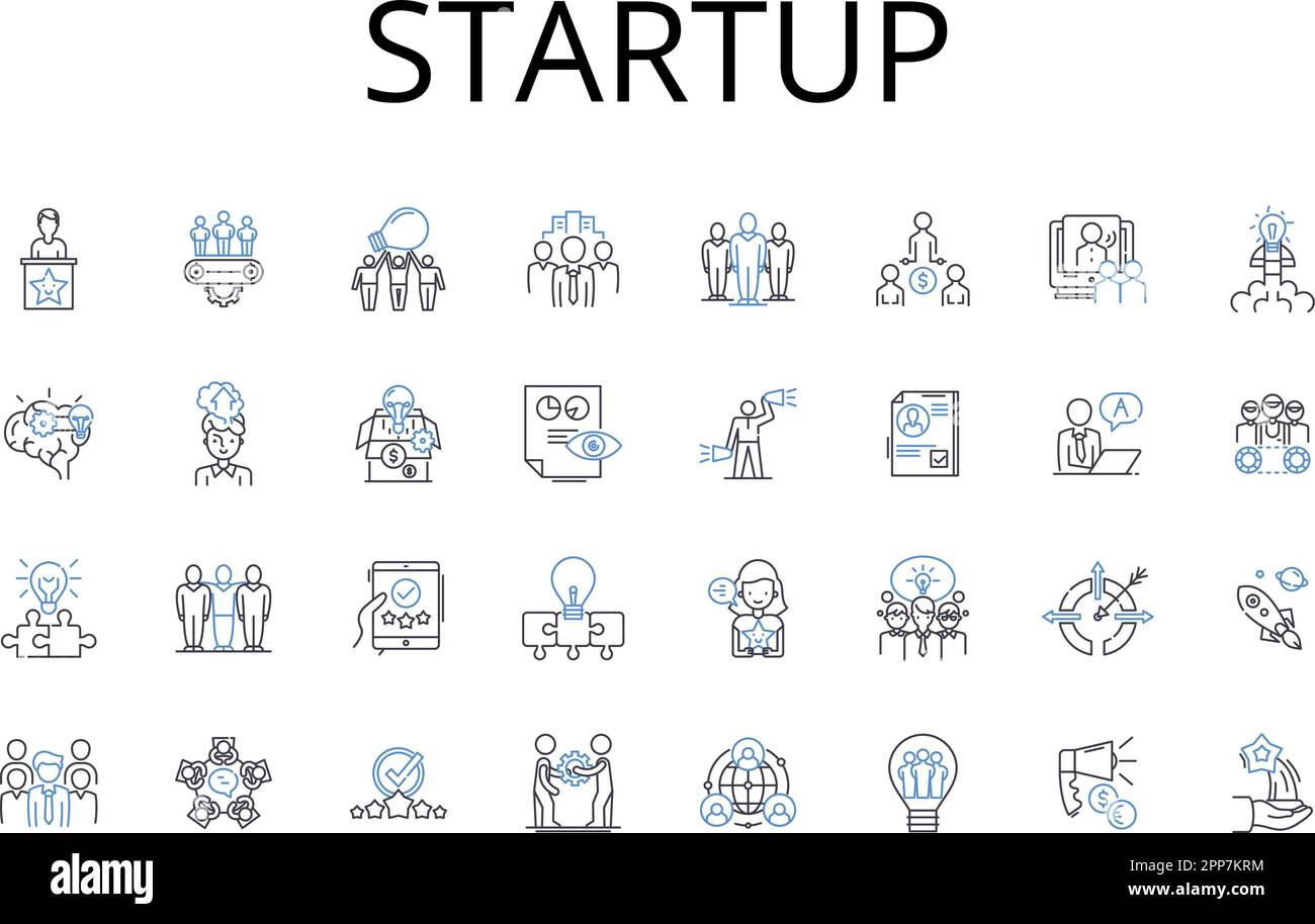 Startup line icons collection. New venture, Emerging business, Fresh ...