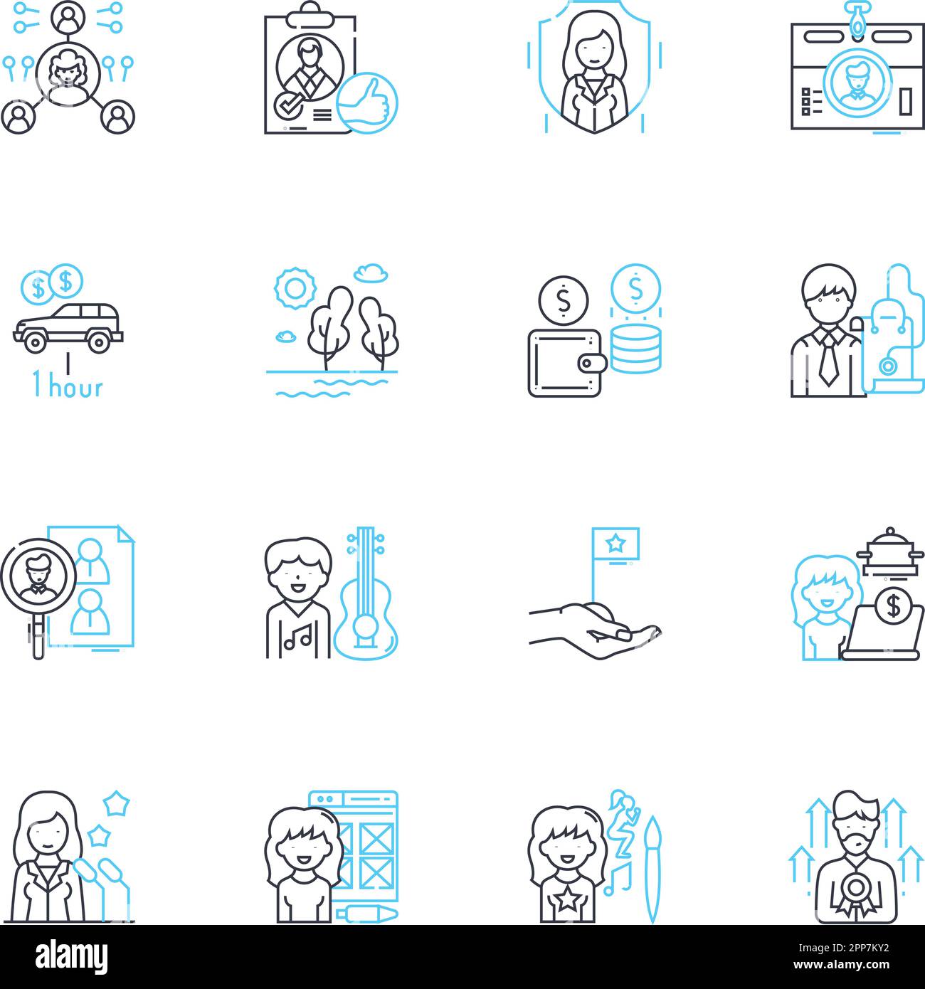 Work and CV linear icons set. Job, Career, Resume, Interview, Experience, Qualifications, Skills ...