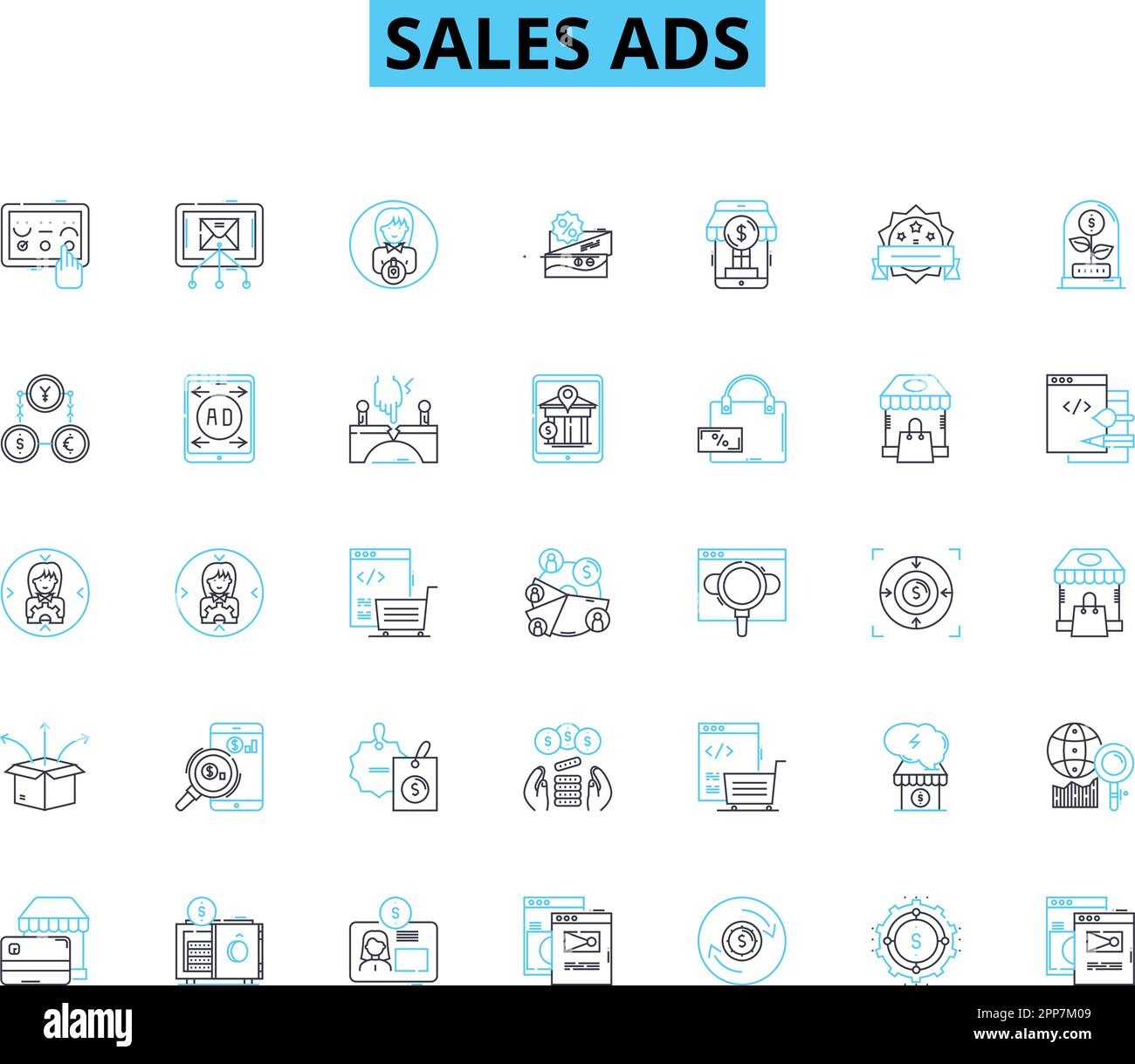Sales ads linear icons set. Discount, Limited-time, Promo, Clearance ...
