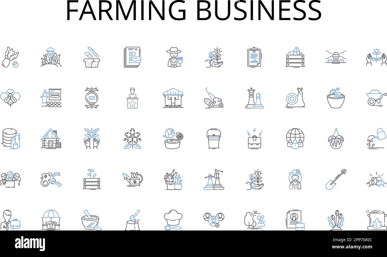 Farming business line icons collection. Synergy, Collaboration ...