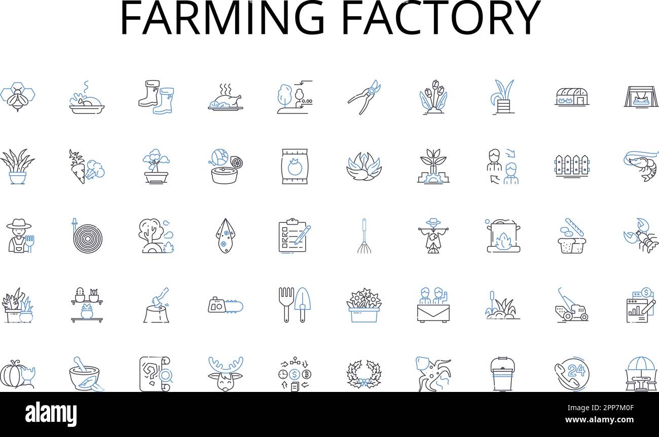 Farming factory line icons collection. Growth, Agility, Innovation ...