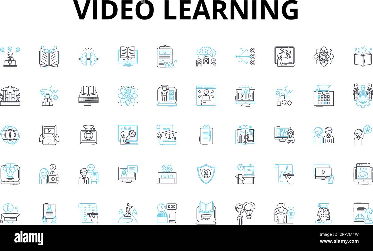 Video Learning Linear Icons Set Instruction Learning Educational