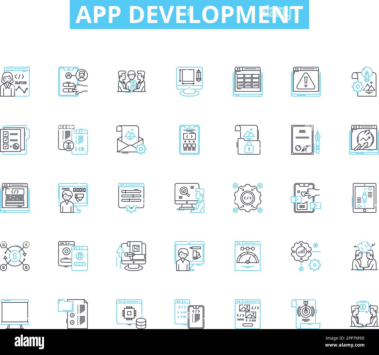 App Development Linear Icons Set Platform Framework Code Interface Compatibility Usability