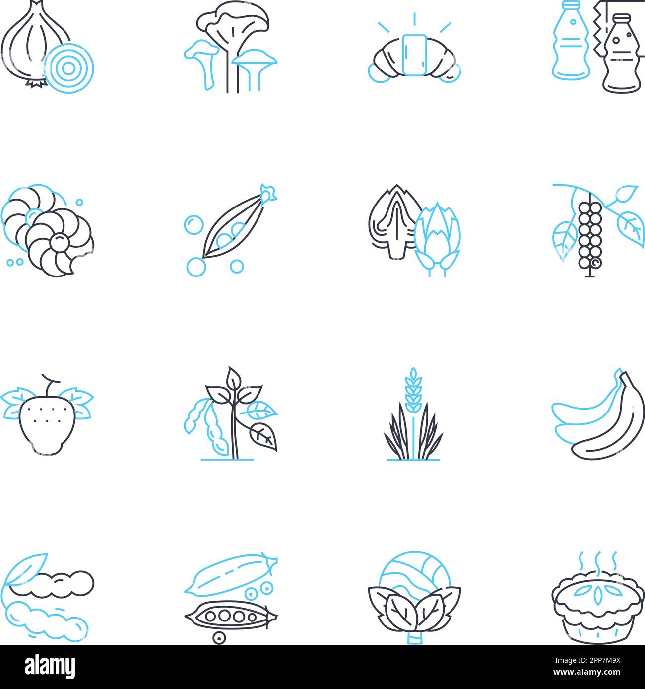 Aquaculture linear icons set. Harvest, Fish, Shrimp, Algae, Oysters ...