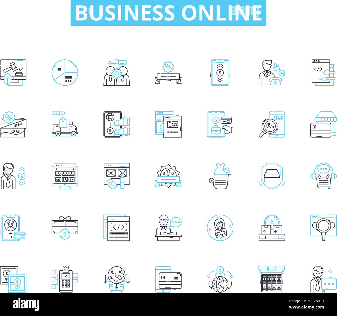 Business online linear icons set. E-commerce, Digital, Start-up, Innovation, Marketing ...