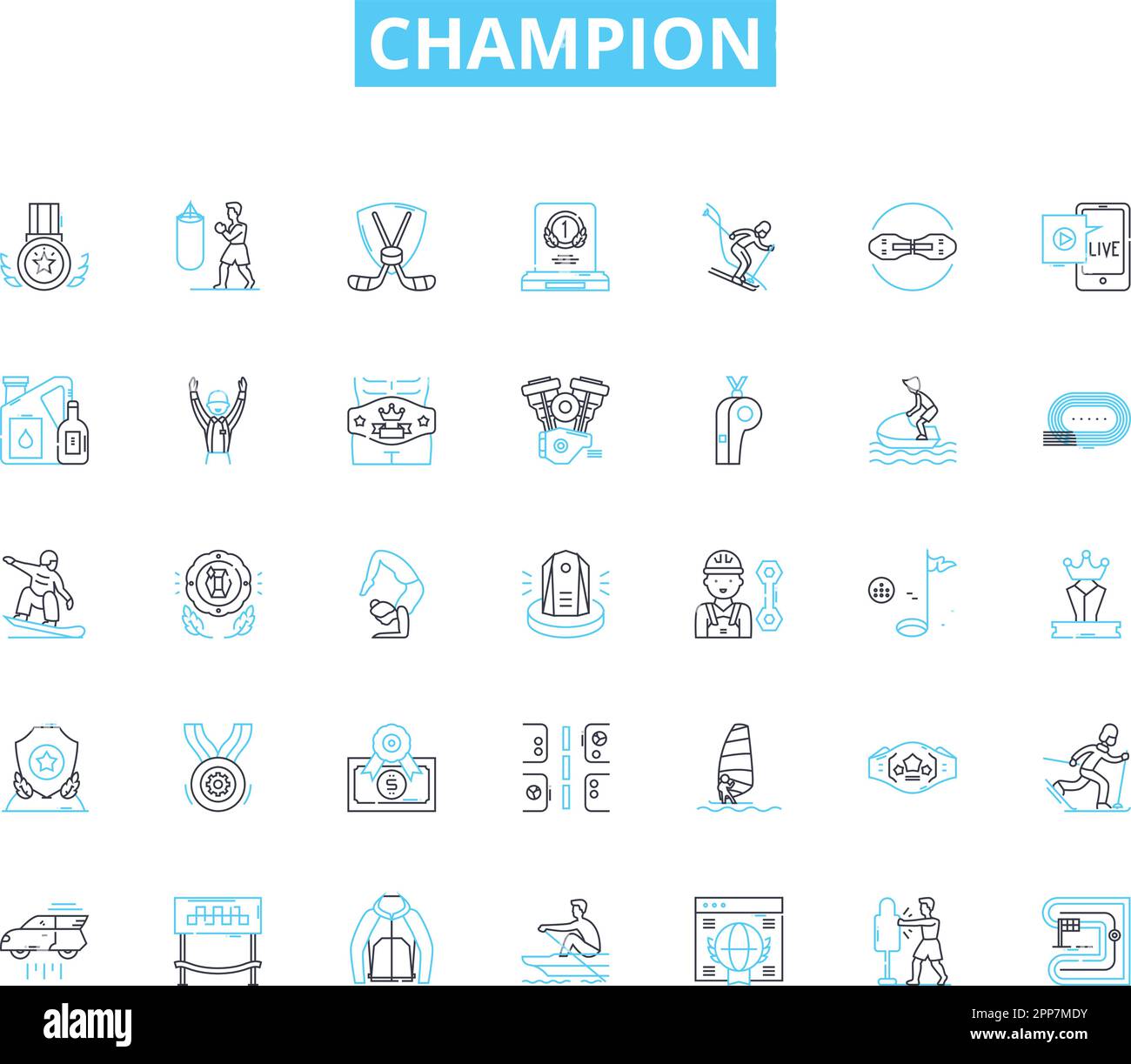 Champion linear icons set. Winner, Leader, Hero, Victorious, Top ...