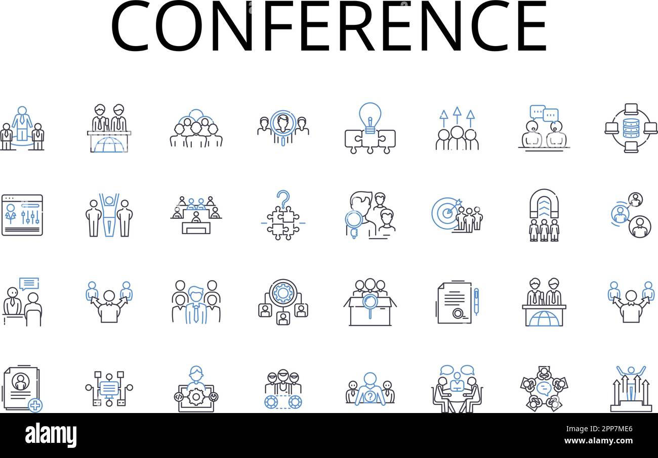 Conference line icons collection. Meeting, Assembly, Symposium ...