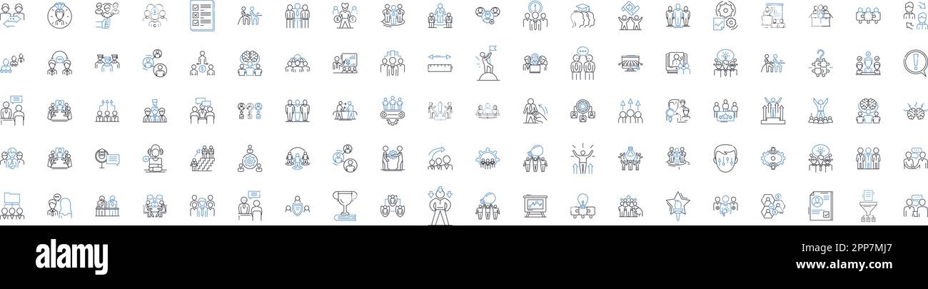 Colleagues line icons collection. Communication, Cooperation ...