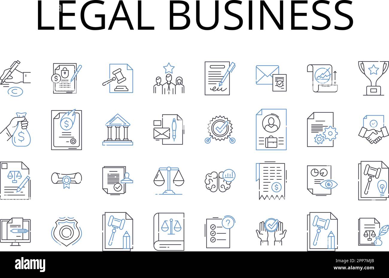 Legal business line icons collection. Financial sector, Corporate world ...