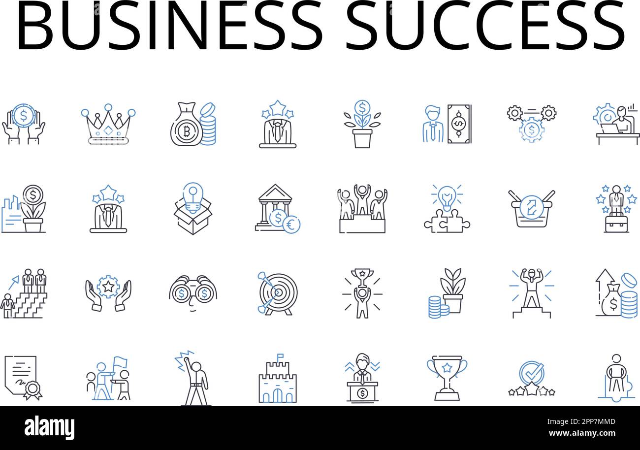 Business success line icons collection. Economic growth, Career ...