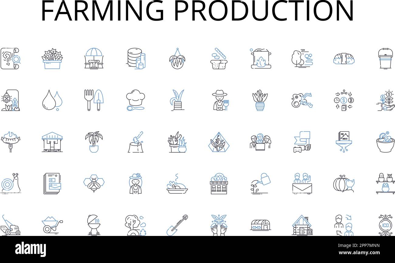 Farming production line icons collection. Employees, Staff, Workers ...