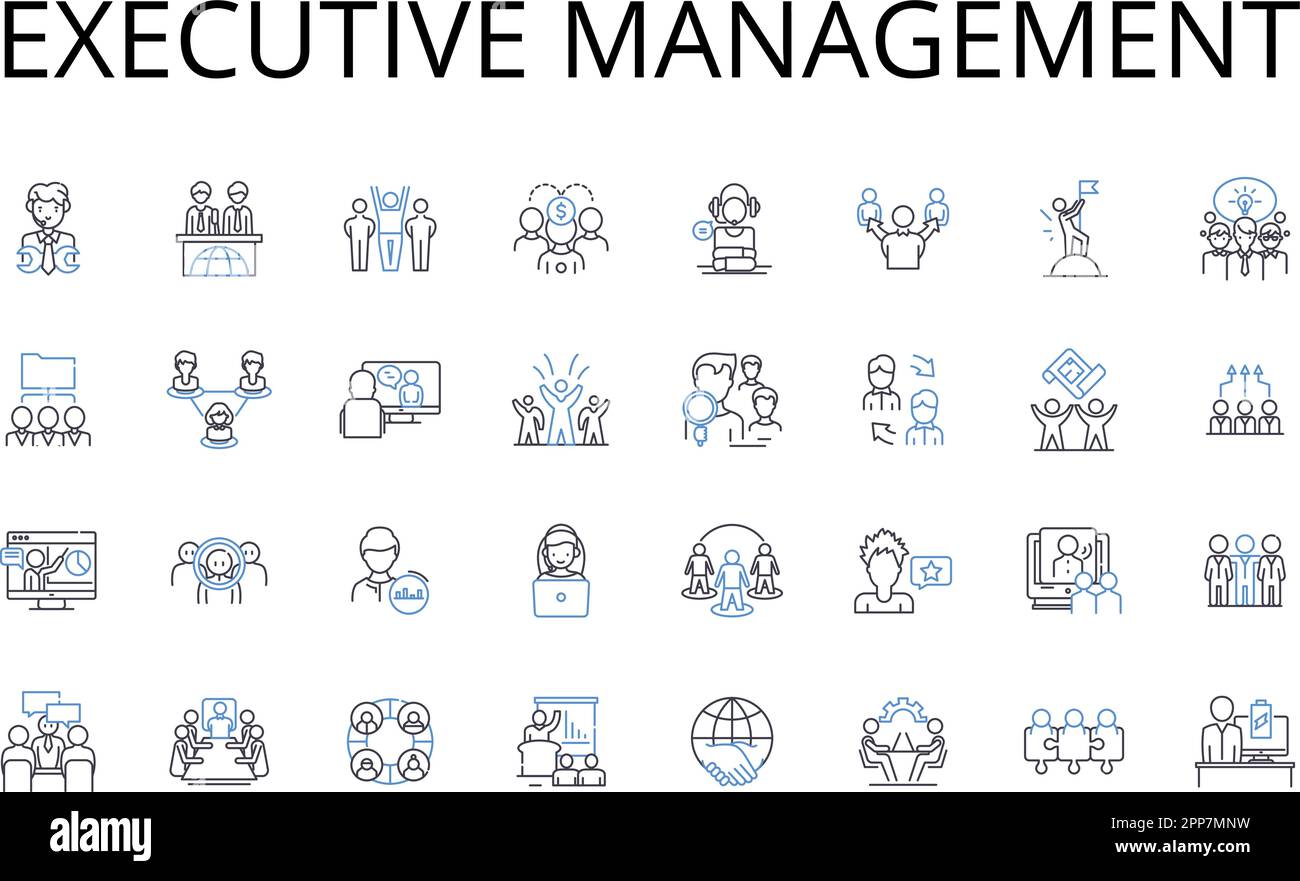 Executive management line icons collection. Administrative leadership, Business governance ...