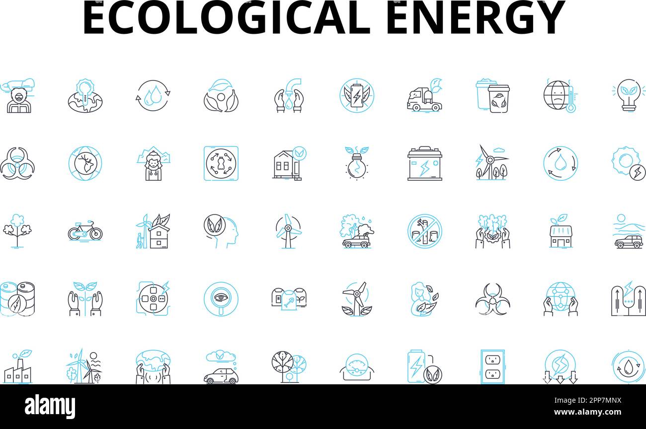 ecological energy linear icons set. Solar, Wind, Hydroelectric ...