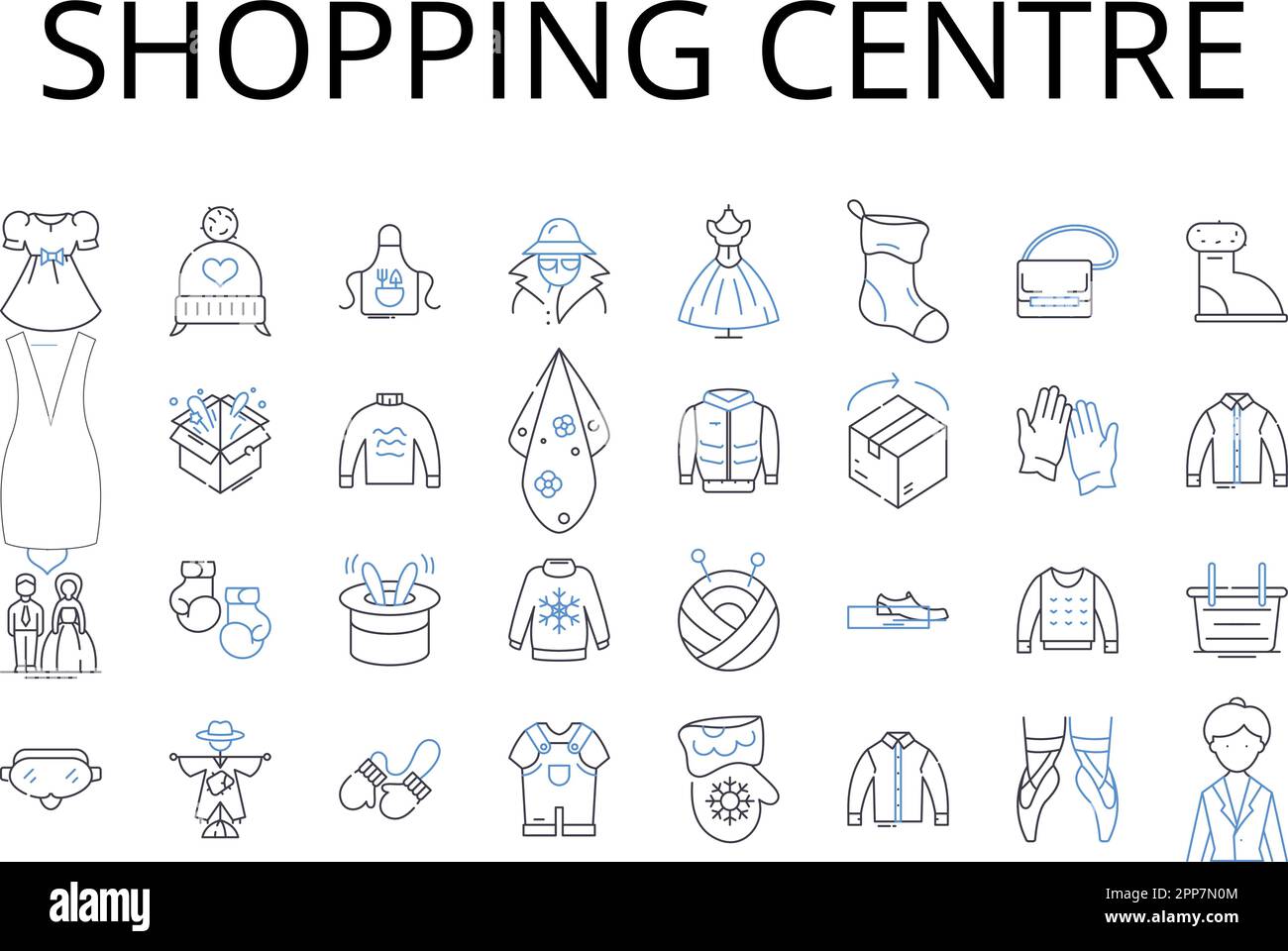 Shopping centre line icons collection. Retail complex, Marketplace ...