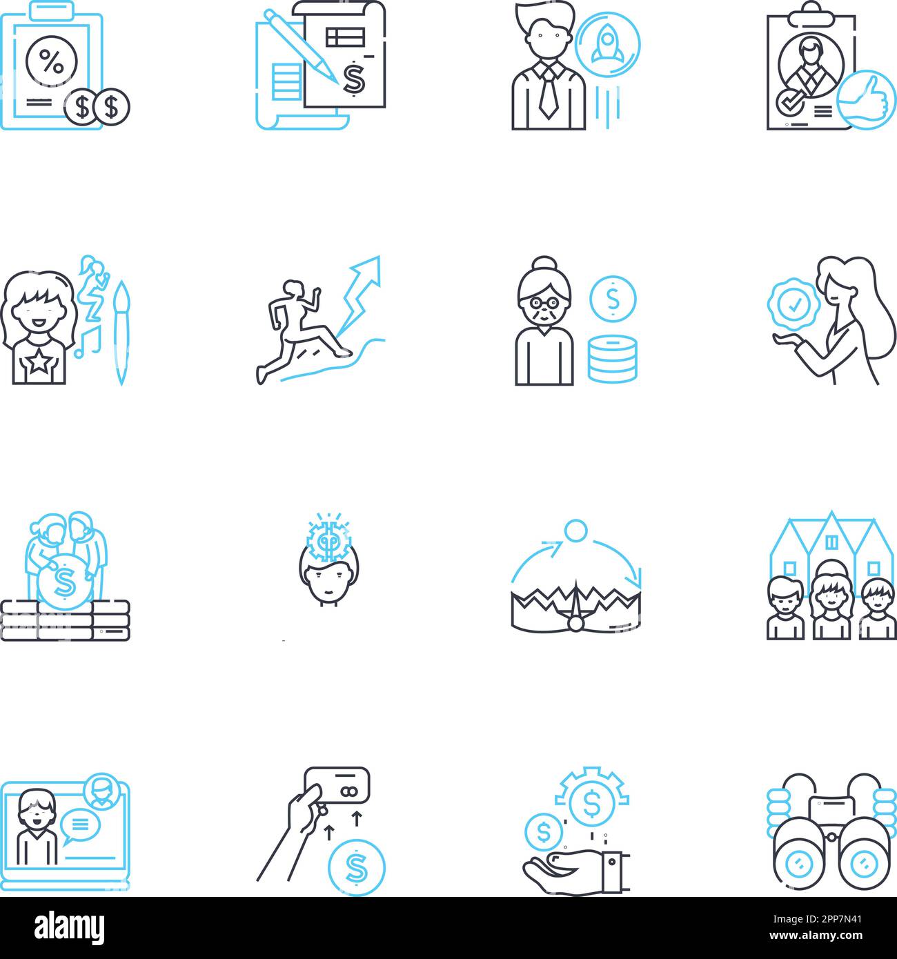 Executive Direction linear icons set. Leadership, Vision, Strategy, Planning, Guidance ...