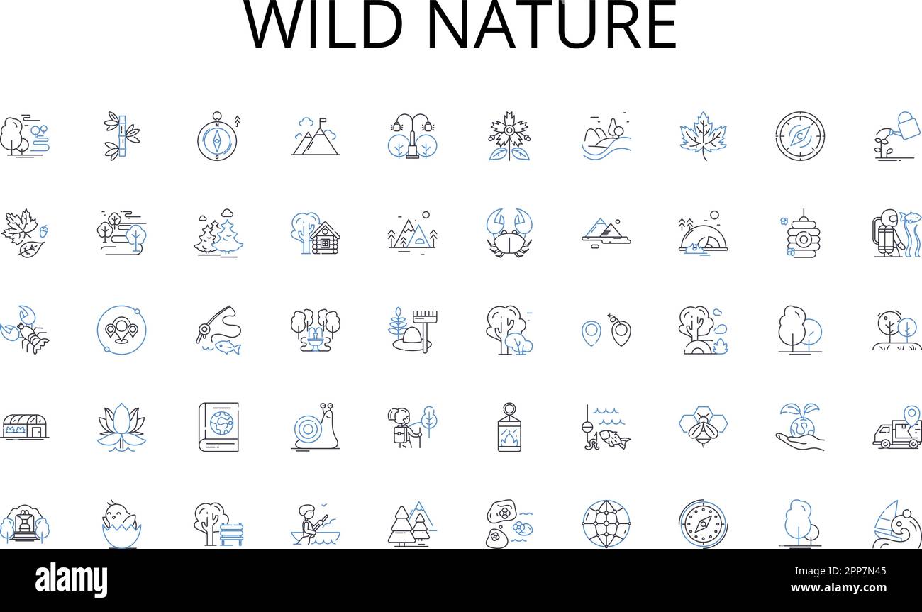 Wild nature line icons collection. Strategy, Targeting, Branding ...