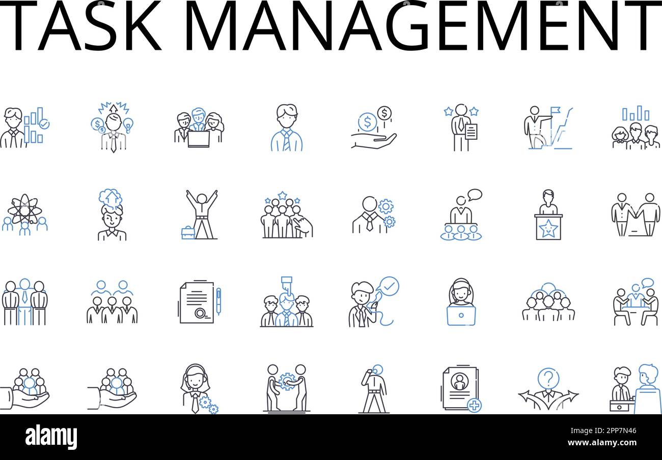 Task management line icons collection. Time management, Project ... Task management line icons collection. Time management, Project ...