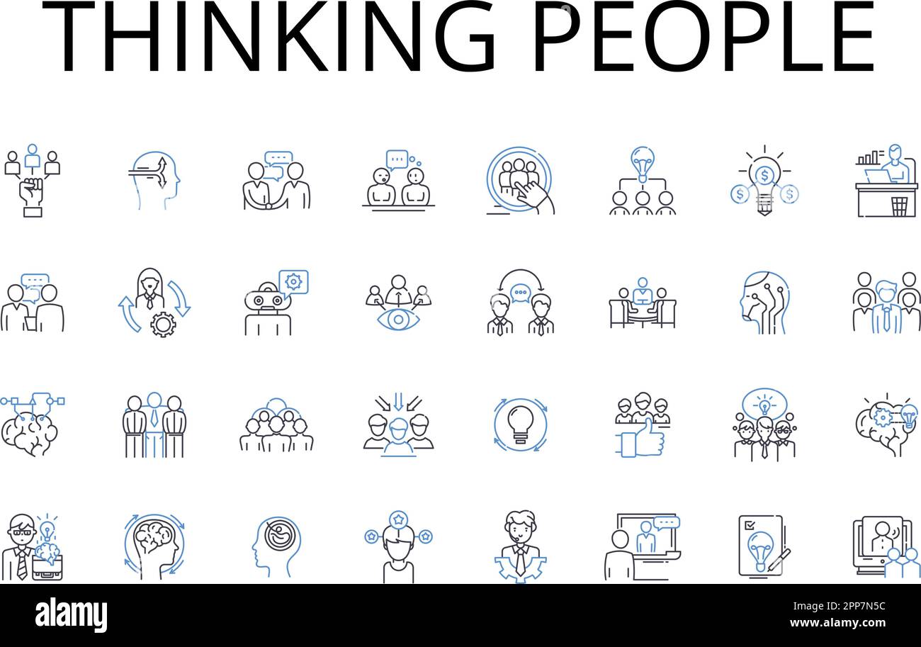 Thinking people line icons collection. Intellectually curious ...