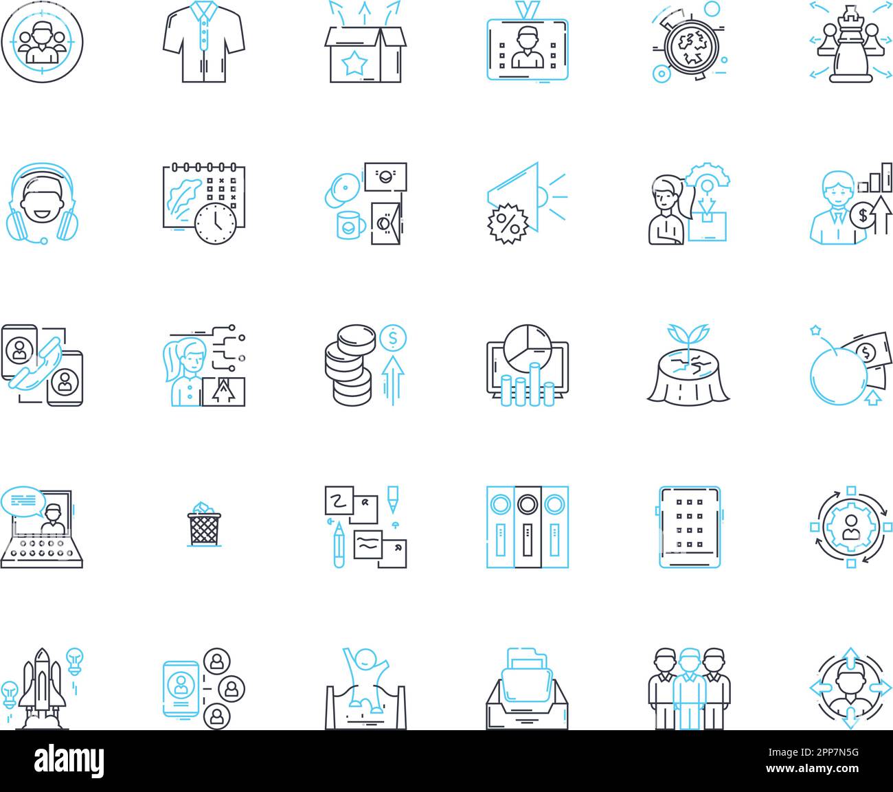 Operating squad linear icons set. Teamwork, Strategy, Coordination, Execution, Leadership ...