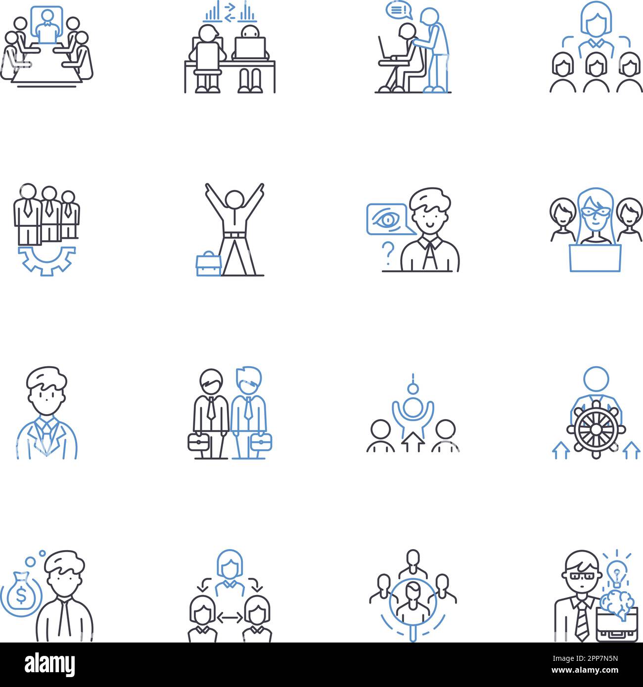 Duty and supervision line icons collection. Responsibility, Oversight, Direction, Management ...