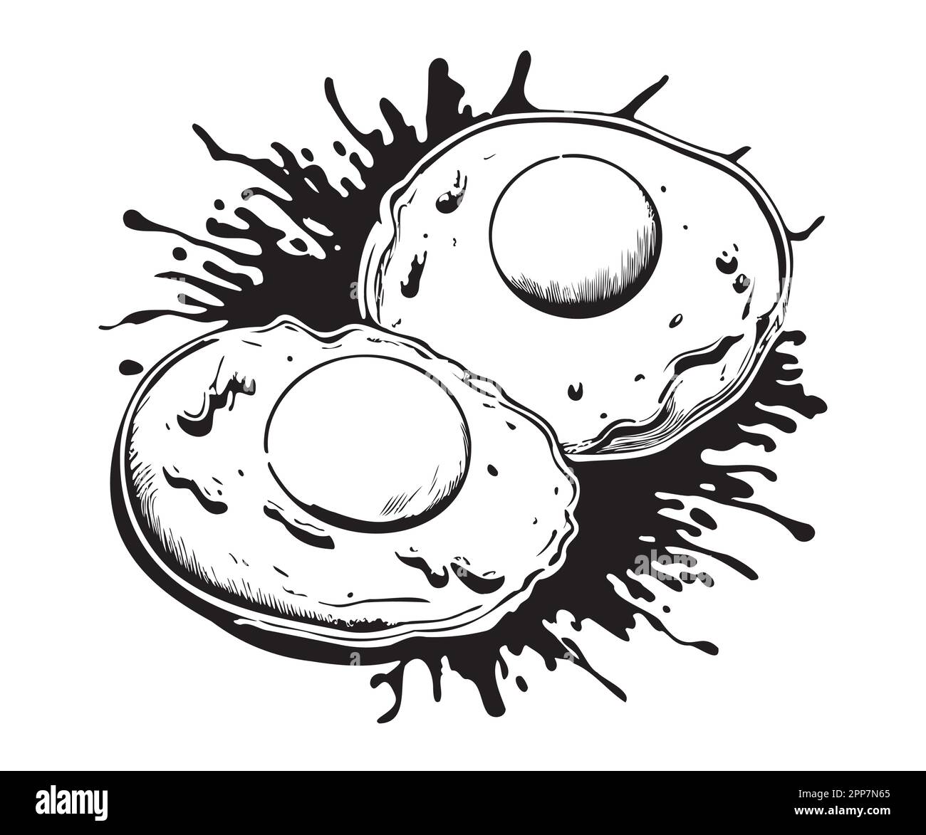 Fried eggs with yolk hand drawn sketch illustration Stock Vector Image ...