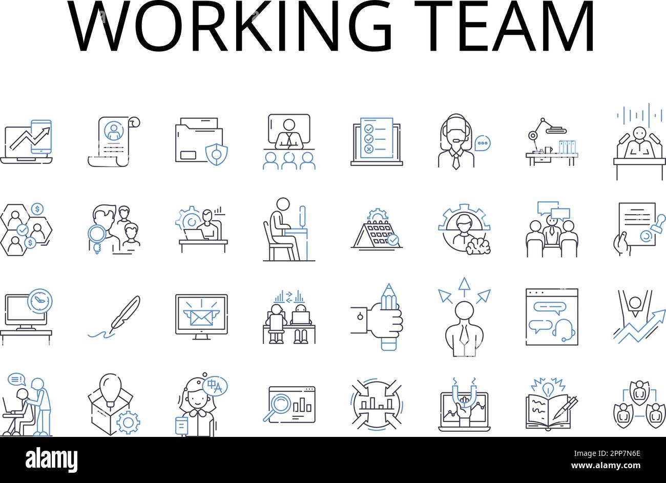 Working team line icons collection. Taskforce, Brigade, Crew, Unit ...