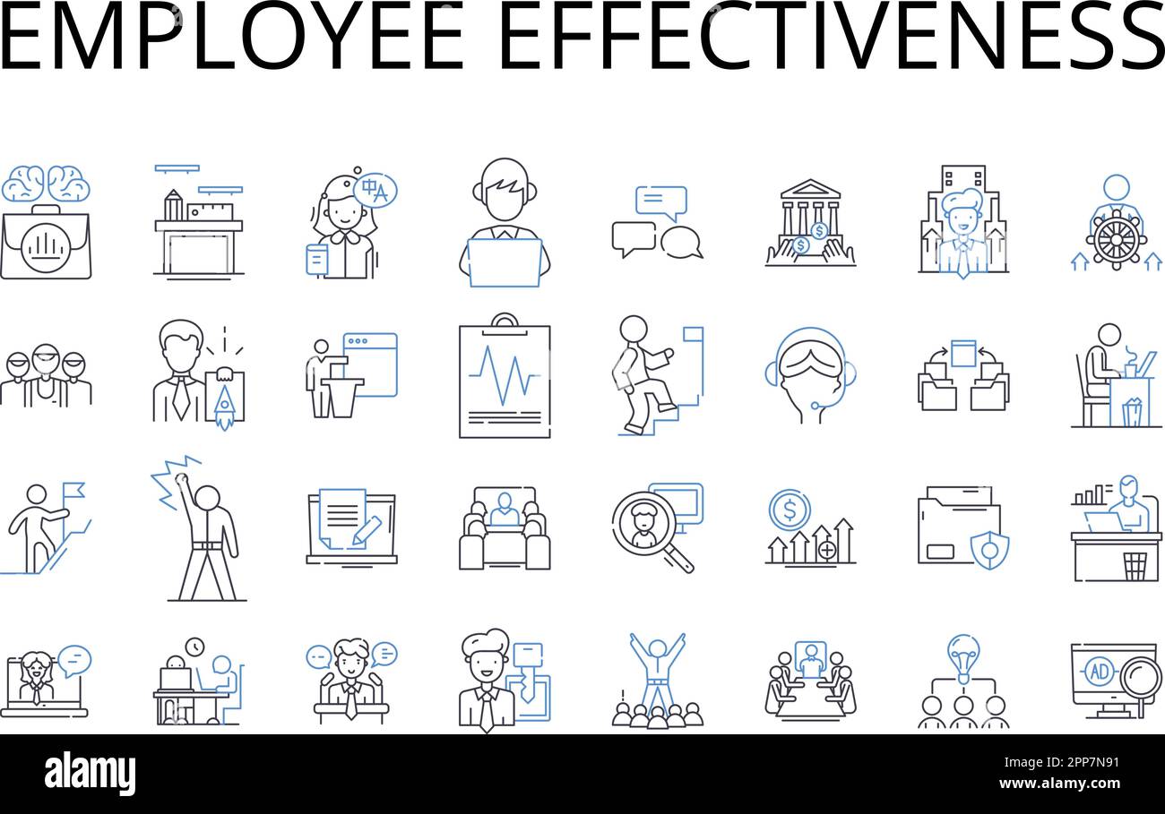 Employee effectiveness line icons collection. Team productivity ... Employee effectiveness line icons collection. Team productivity ...
